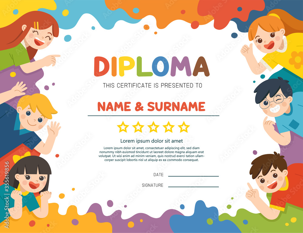 Illustration Of Certificate kids diploma, Back to School. Happy ...