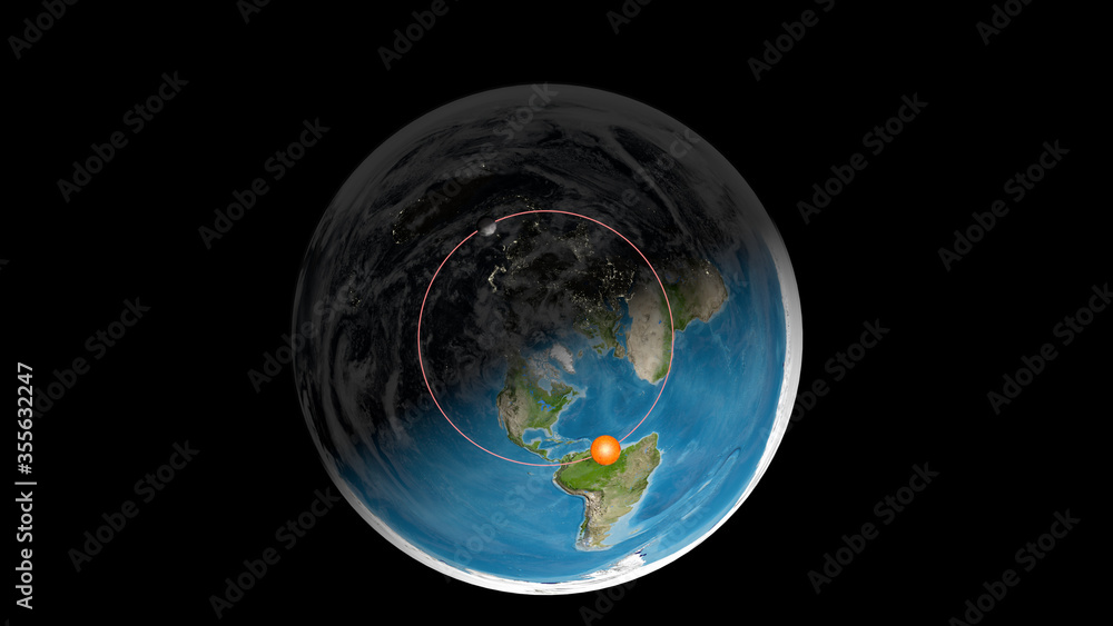Flat Earth 3D Model. Top view with a clouds layer. Day and Night ...