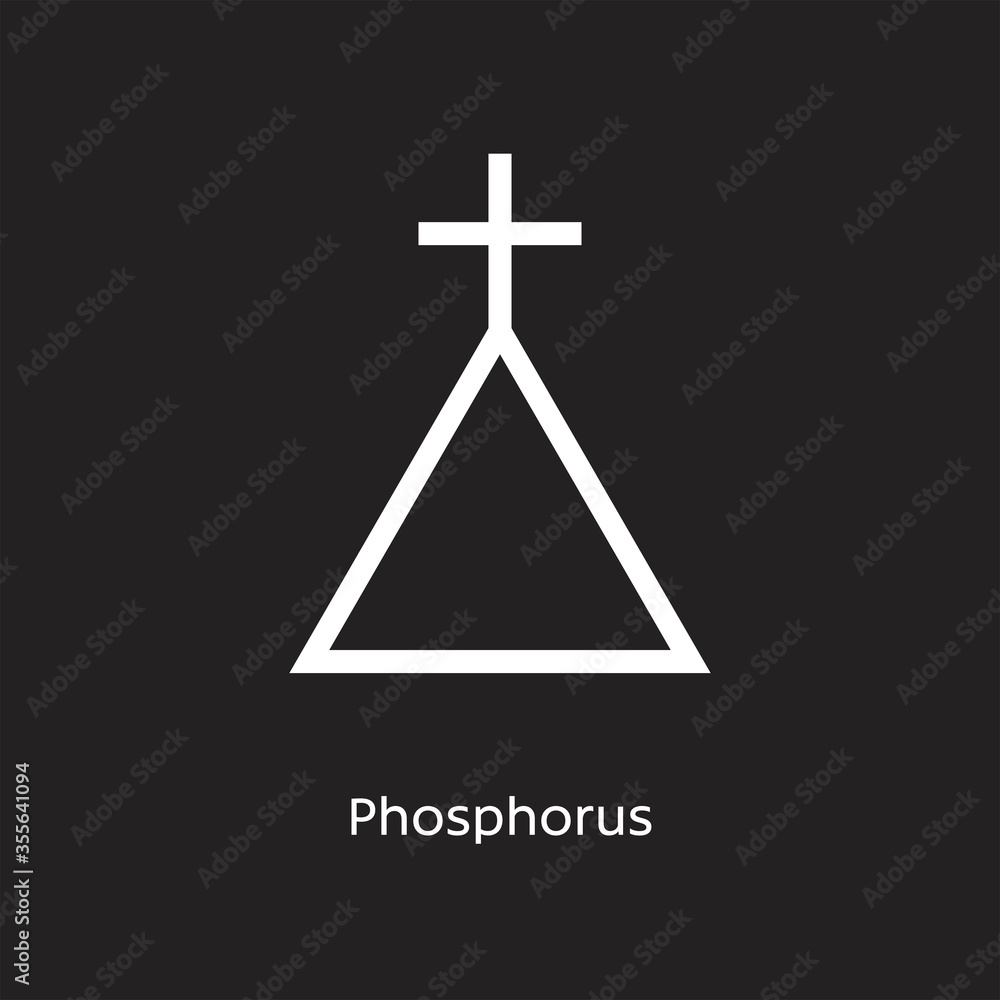 Phosphorus alchemy vector illustration element icon, line symbols ...