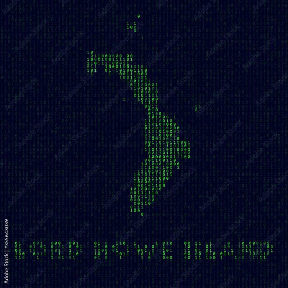 Digital Lord Howe Island logo. Island symbol in hacker style. Binary ...