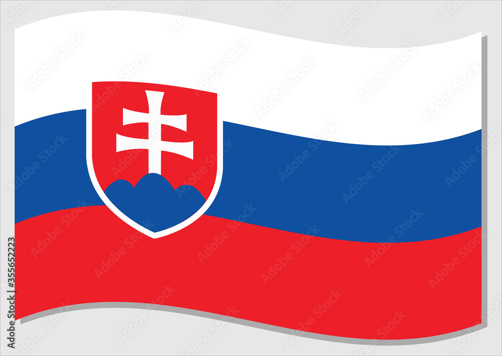 Waving flag of Slovakia vector graphic. Waving Slovak flag illustration ...