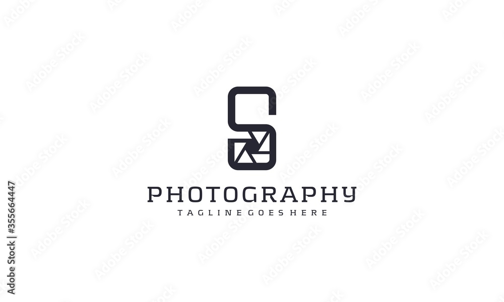 Creative and professional shutter with S letter for technology and ...