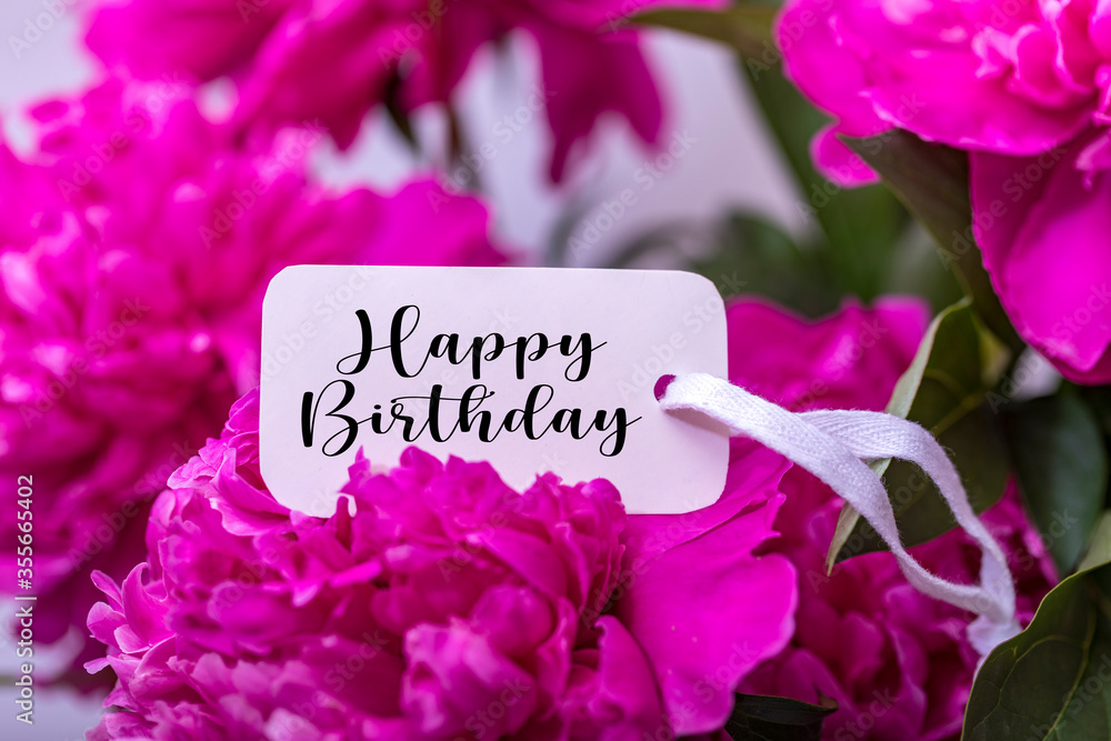 Pink Roses Happy Birthday Words
