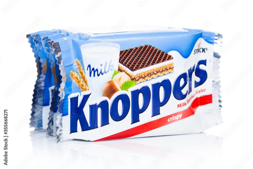 LONDON, UK - MARCH 11, 2019: Multi pack of Knoppers wafers with milk ...