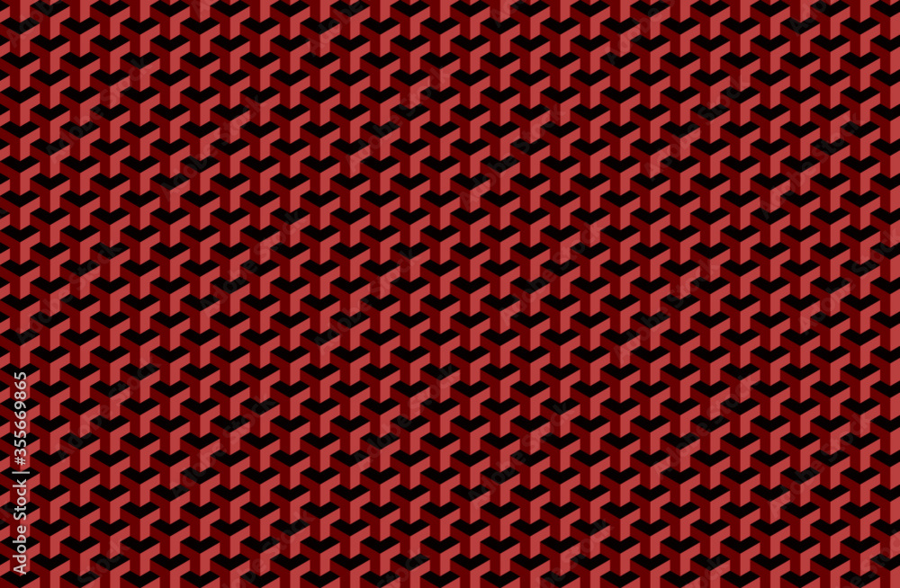 Geometric design pattern, isometric cubes repeated in a pattern. Dark ...