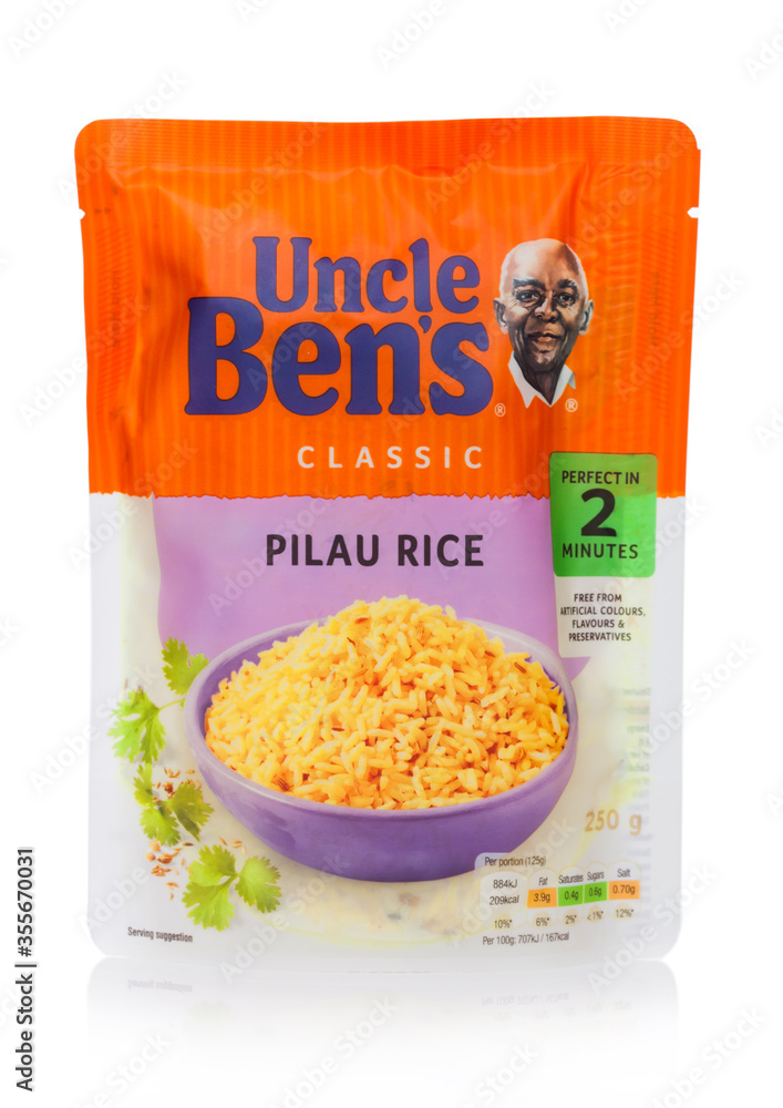 LONDON, UK - MARCH 01, 2019: Uncle Ben's Microwave Classic Pilau Rice ...