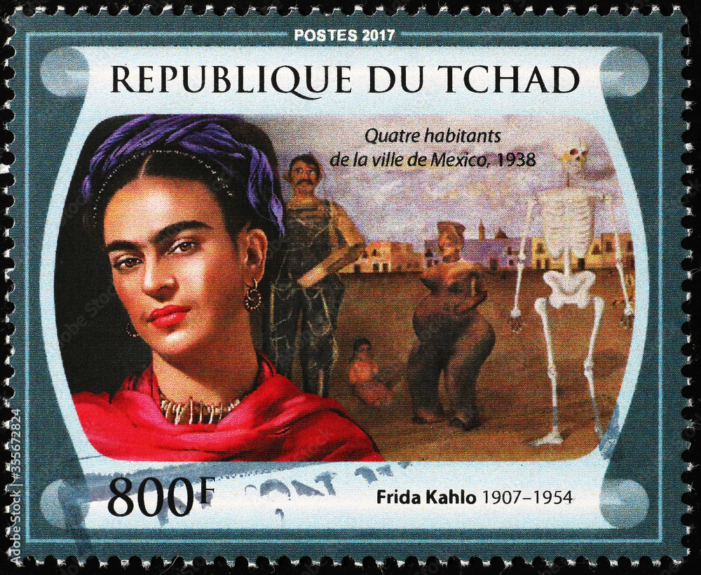 Painting by Frida Kahlo on stamp Stock Photo | Adobe Stock