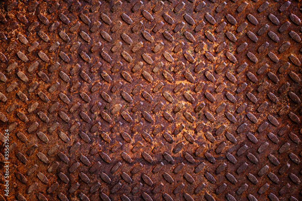 Foto de Old and rusty metal floor. Texture of a rough metal sheet with ...