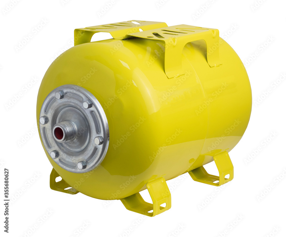 Expansion tank for a pump station. Yellow Pump booster pressure vessel ...