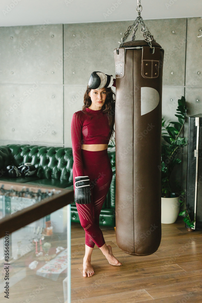 Beautiful young girl is engaged in boxing. Girl and boxing. Stock Photo ...