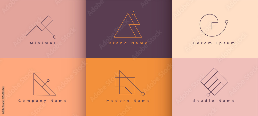 six minimal brand logo style collection design Stock Vector | Adobe Stock