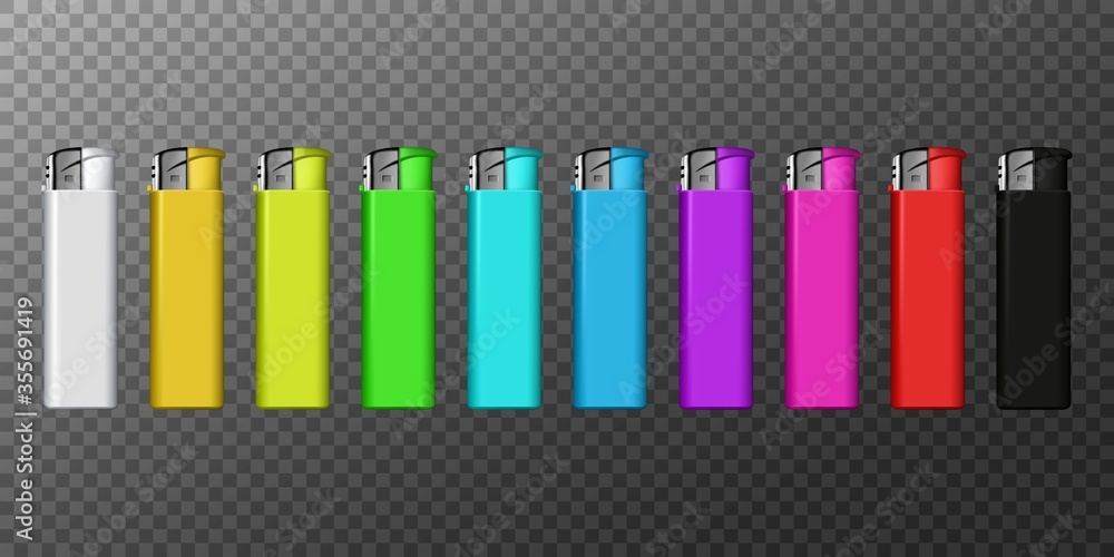 Lighter. Realistic lighter isolated on transparent background. Vector ...