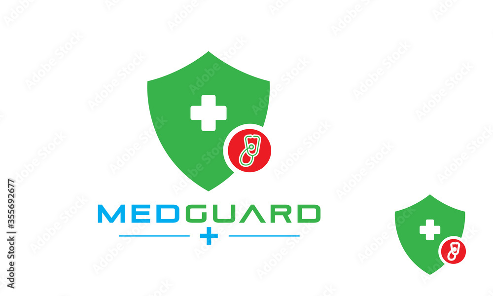 Med Guard Logo Design Template-Medical shield logo, Protected steel ...