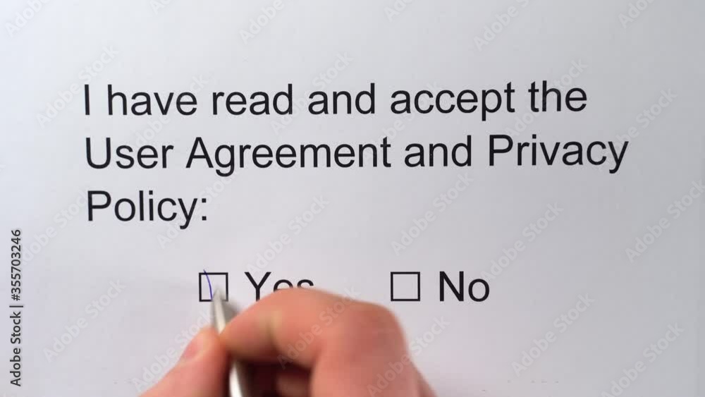 User license agreement form. Hand Draw a tick in checkbox on white ...