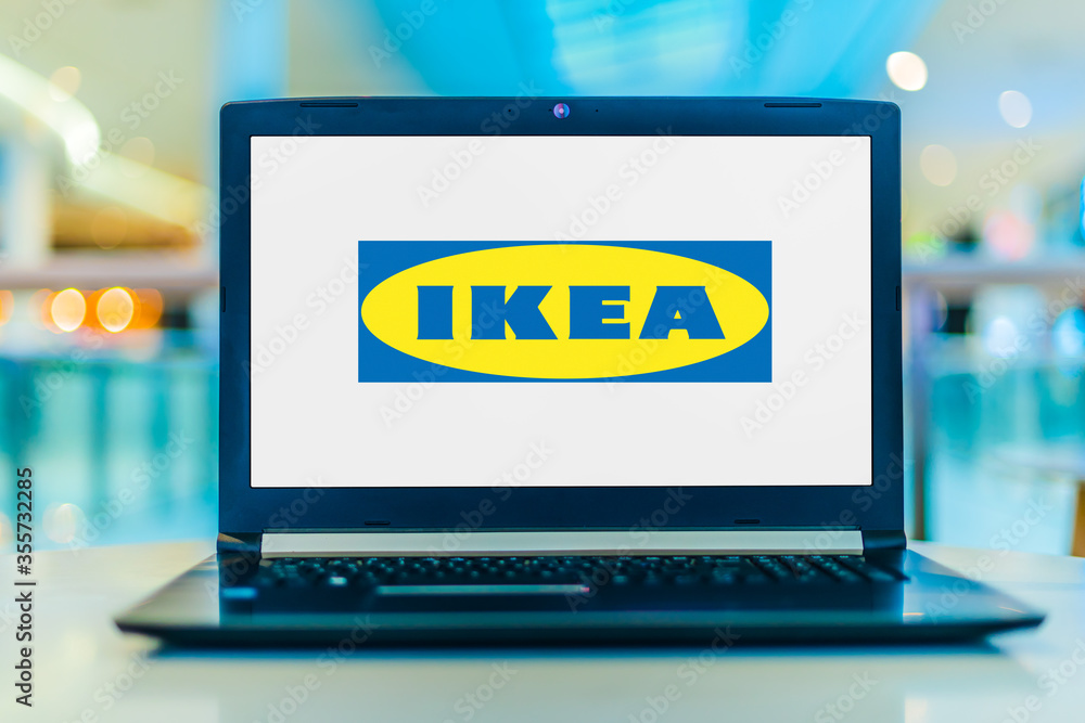 Laptop computer displaying logo of IKEA Stock Photo | Adobe Stock