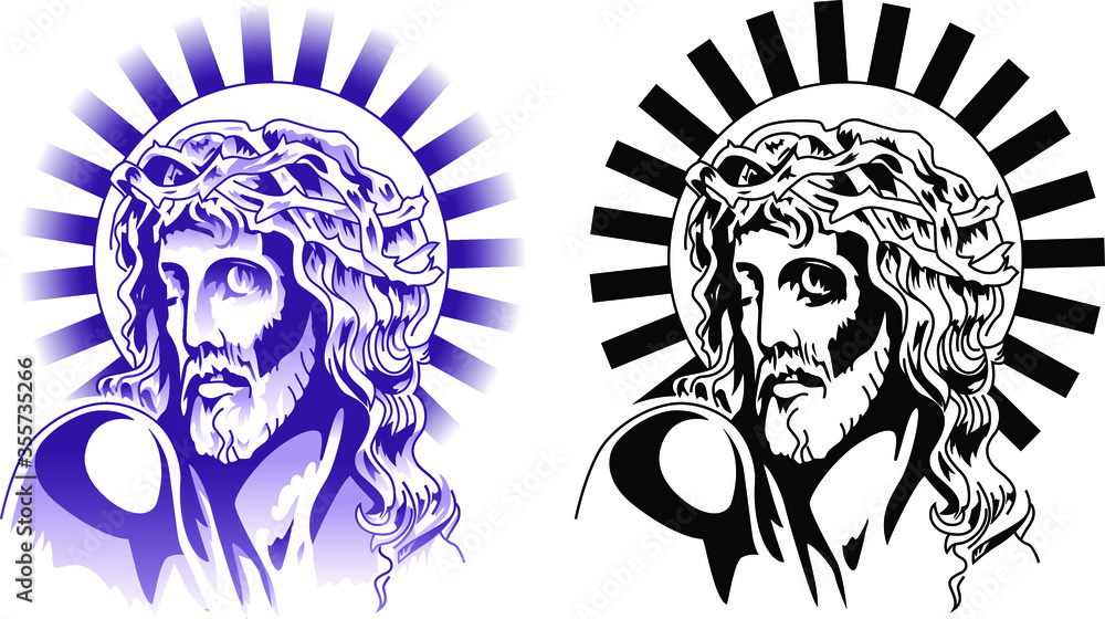 Stylized tattoo of Jesus Christ. Symbol of Christianity, prayer ...
