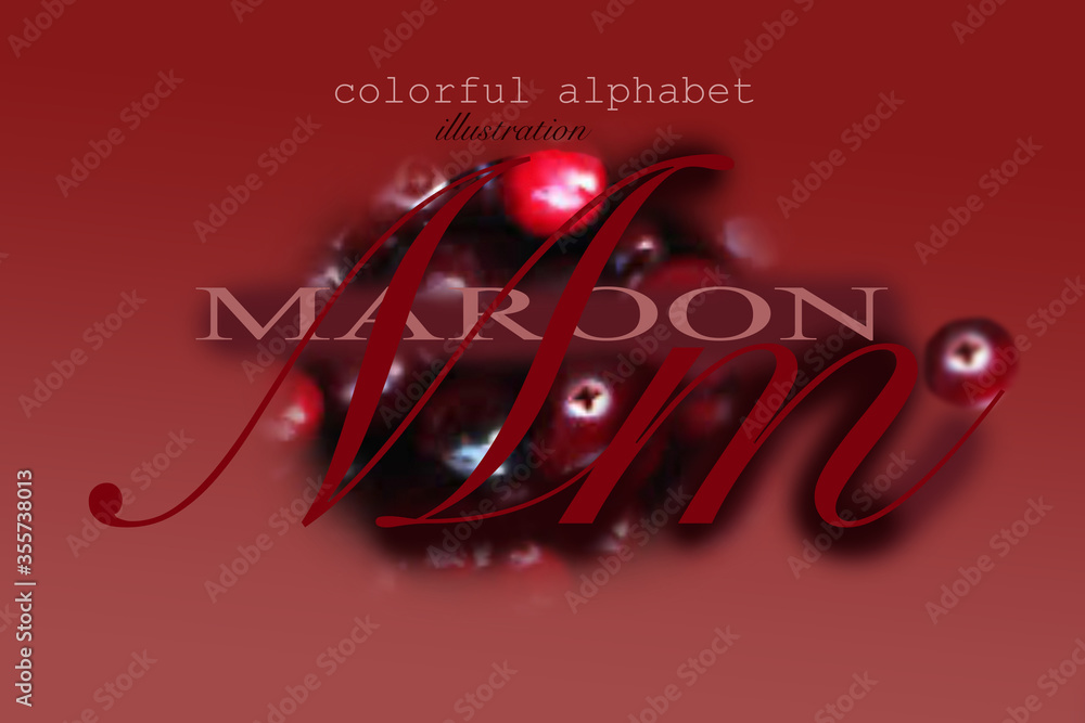 initial symbol of maroon hue as alphabet guide to color naming, verbal ...