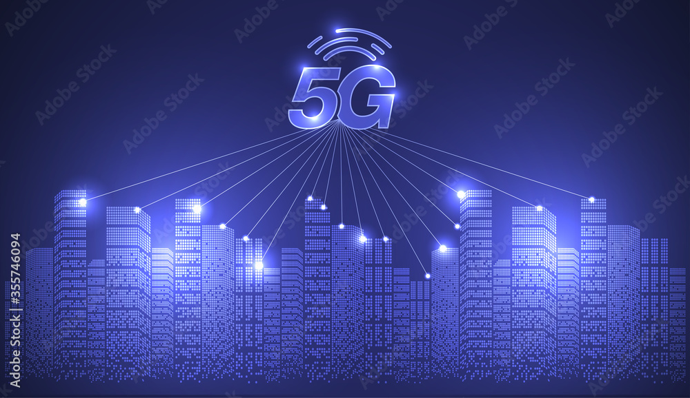 5G network wireless internet Wi-fi connection and internet of things ...