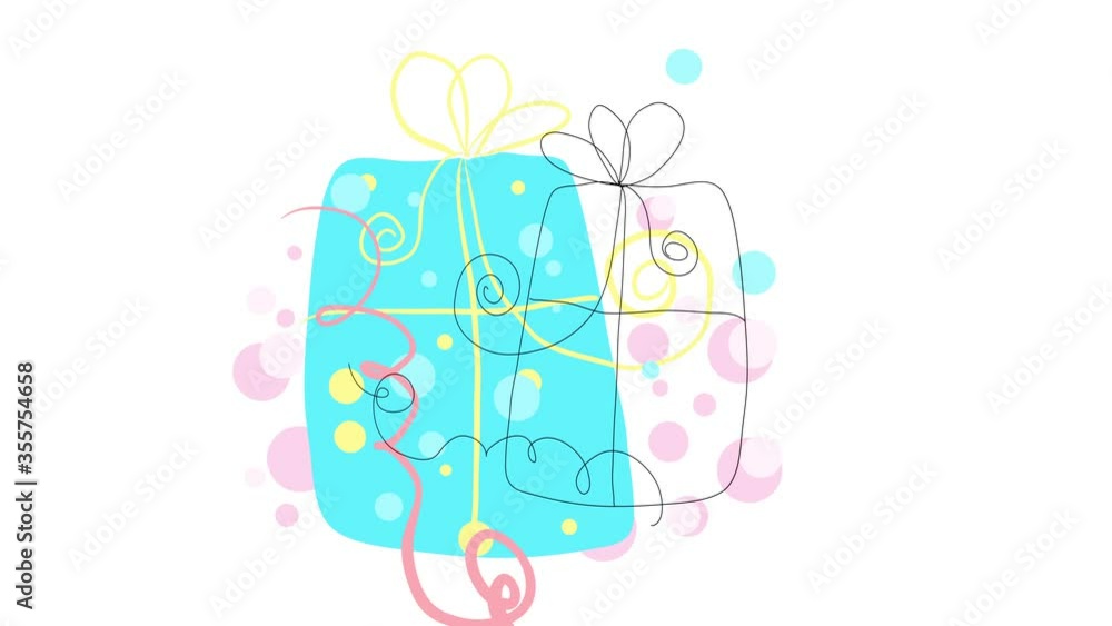 blue birthday gift box decorated with a delicate thin ribbon with ...