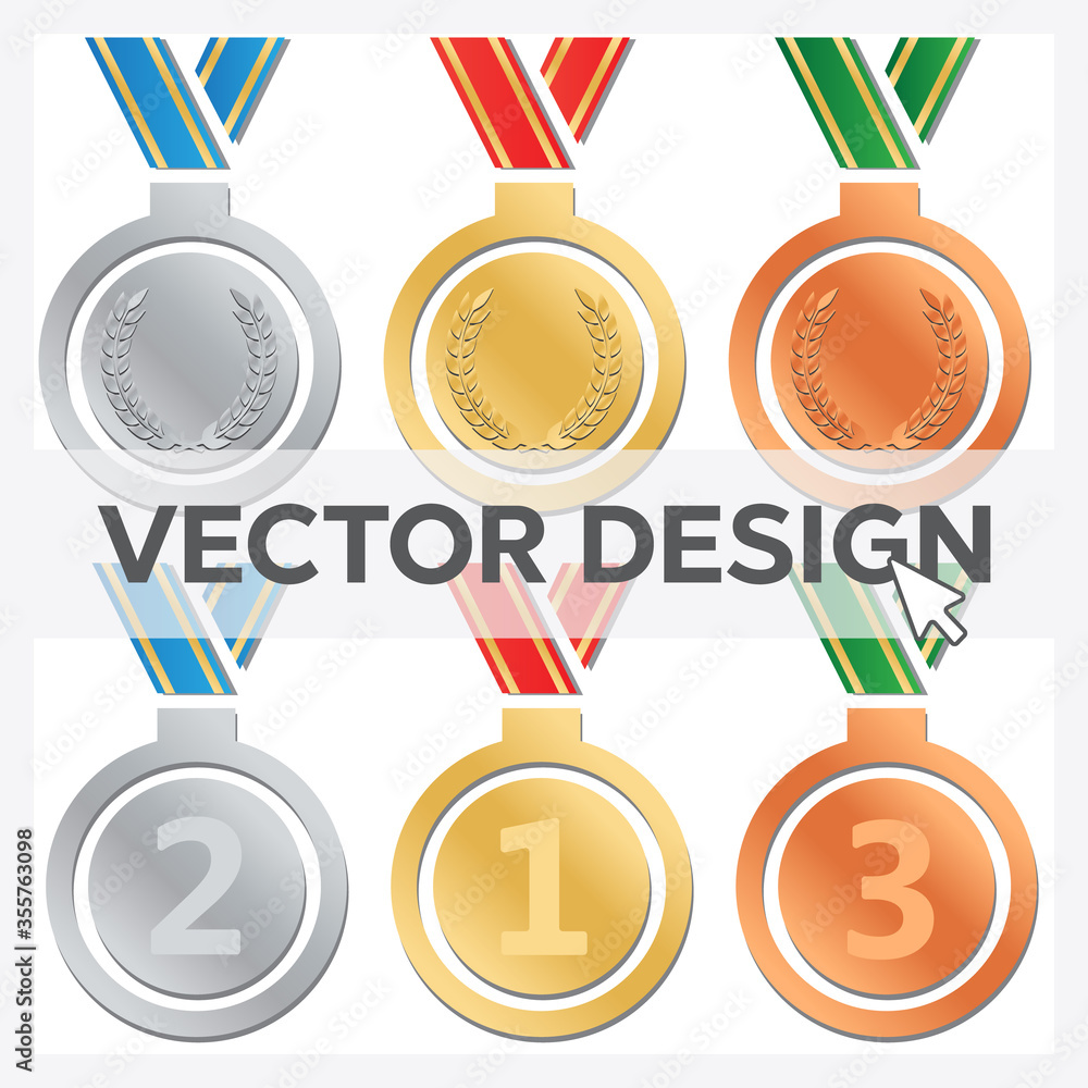 Set of gold medals, silver medals and bronze medals eps10 Stock Vector ...