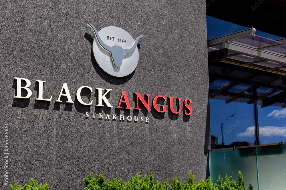 Etobicoke, Toronto, Canada - June 6, 2020: Black Angus sign on the ...