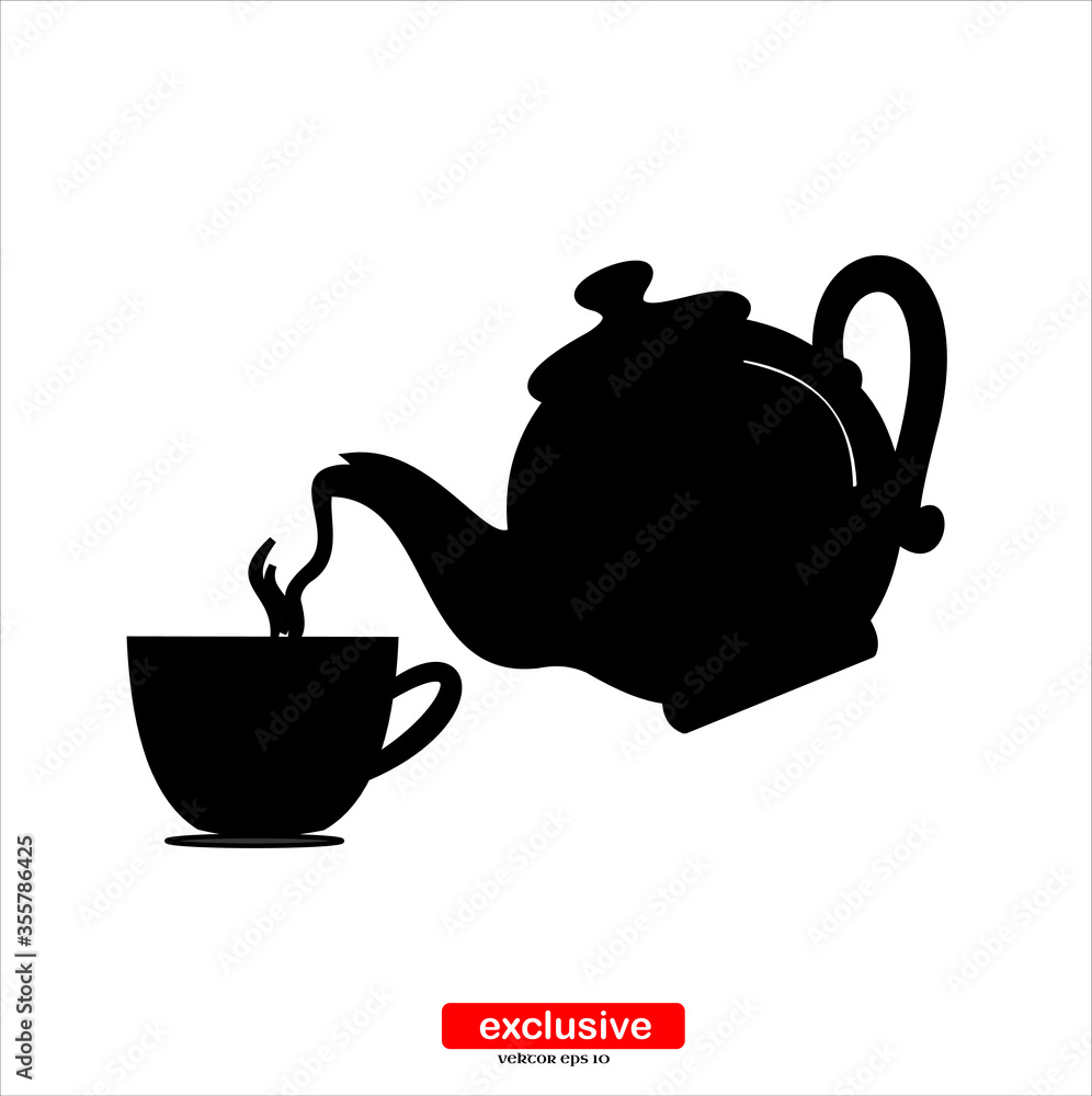 pouring tea party icon.Flat design style vector illustration for ...