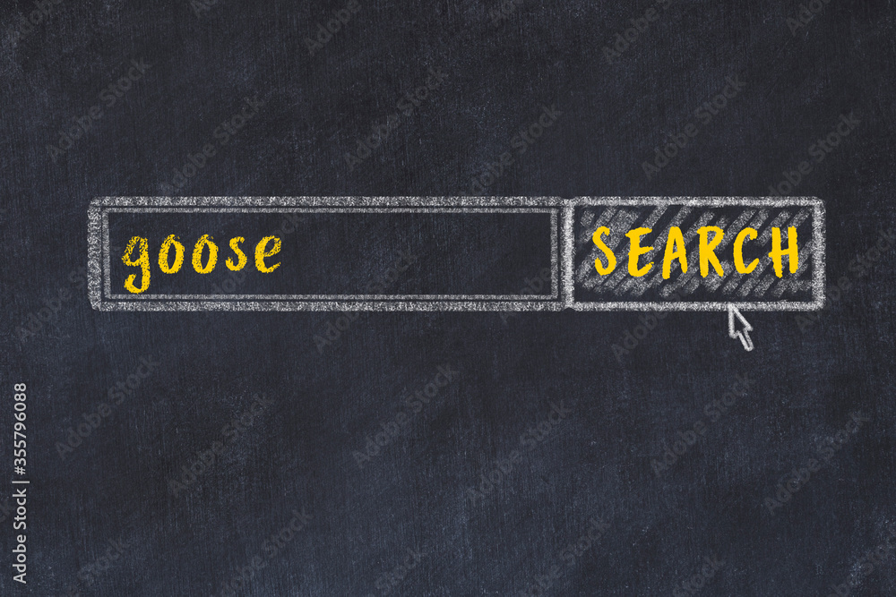 Chalk sketch of browser window with seqrch form and inscription goose ...