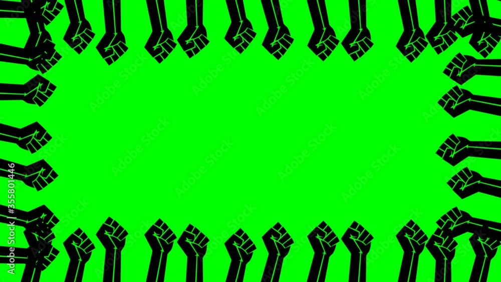 Black fists moving frame - animation on green screen background ...