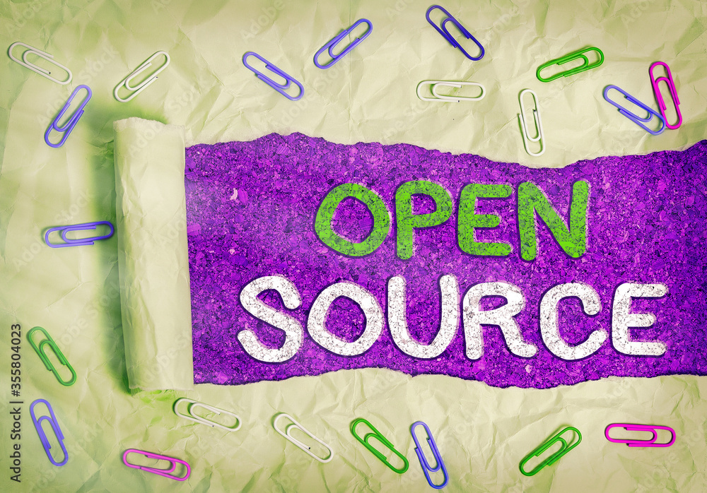 Handwriting text Open Source. Conceptual photo contains the source code ...