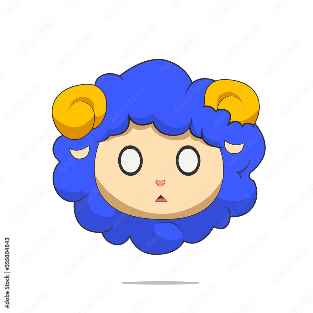Cute blue sheep looks confused. Sheep character vector design Stock ...