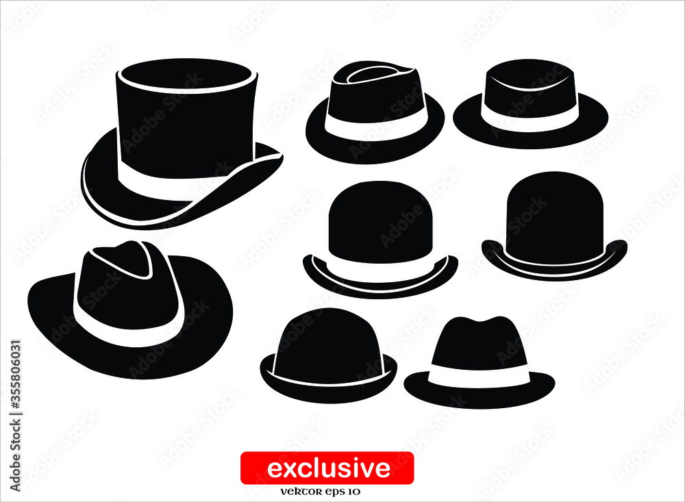 Vintage hats icons.Flat design style vector illustration for graphic ...