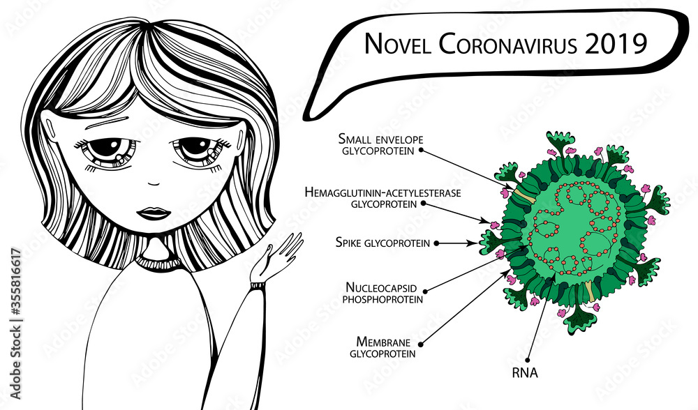 SARS coronavirus schematic diagram vector. SARS virus cell ...