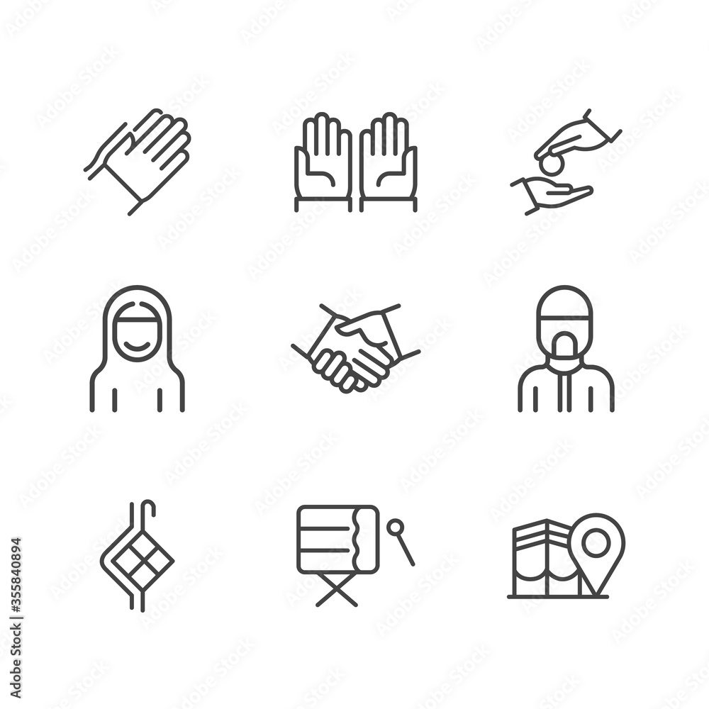 Muslim Icon Set Part Three Stock Vector | Adobe Stock