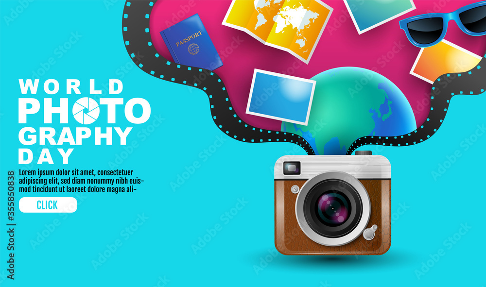 World photography day , event , vector, vintage camera, logo ...