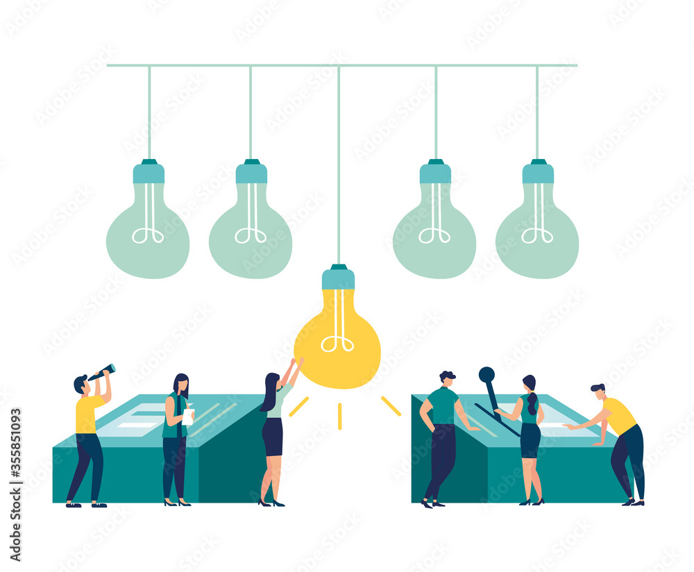 Vector illustration, teamwork, business concept for teamwork, finding ...