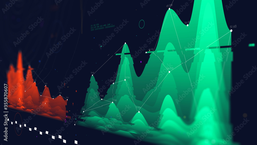 Complex futuristic infographics data thread visualization profit and ...