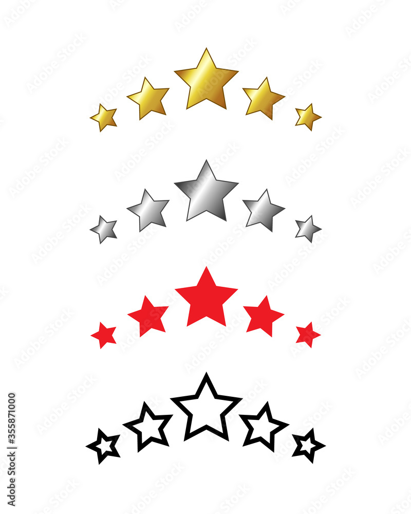 5 five star vector golden emblem. Award badge best service rating ...