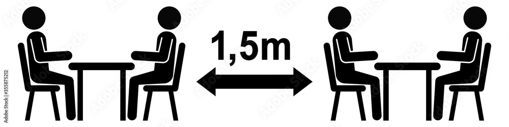 gz804 GrafikZeichnung - english - social distance in cafe / restaurant ...