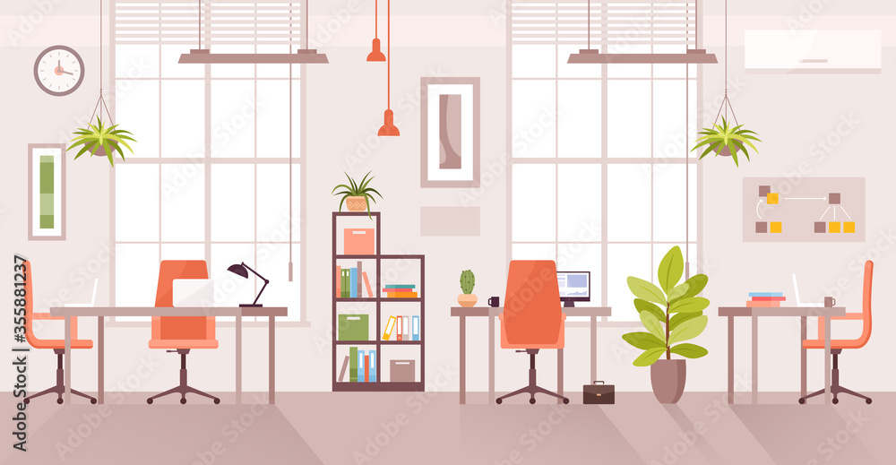 Office workplace vector illustration. Cartoon flat modern corporate ...