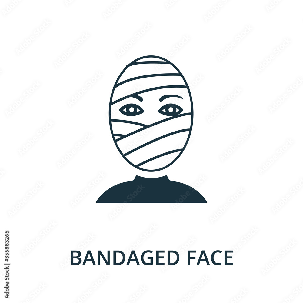Bandaged Face icon from plastic surgery collection. Simple line element ...