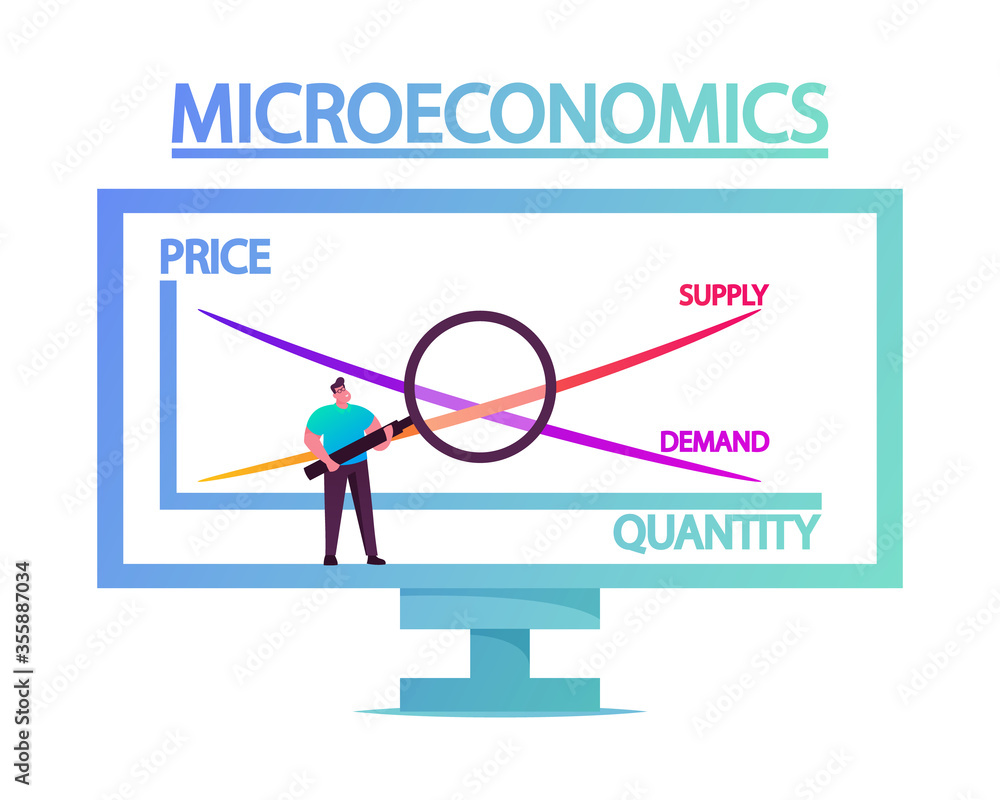 Tiny Male Character Stand with Magnifying Glass at Huge Computer Screen ...