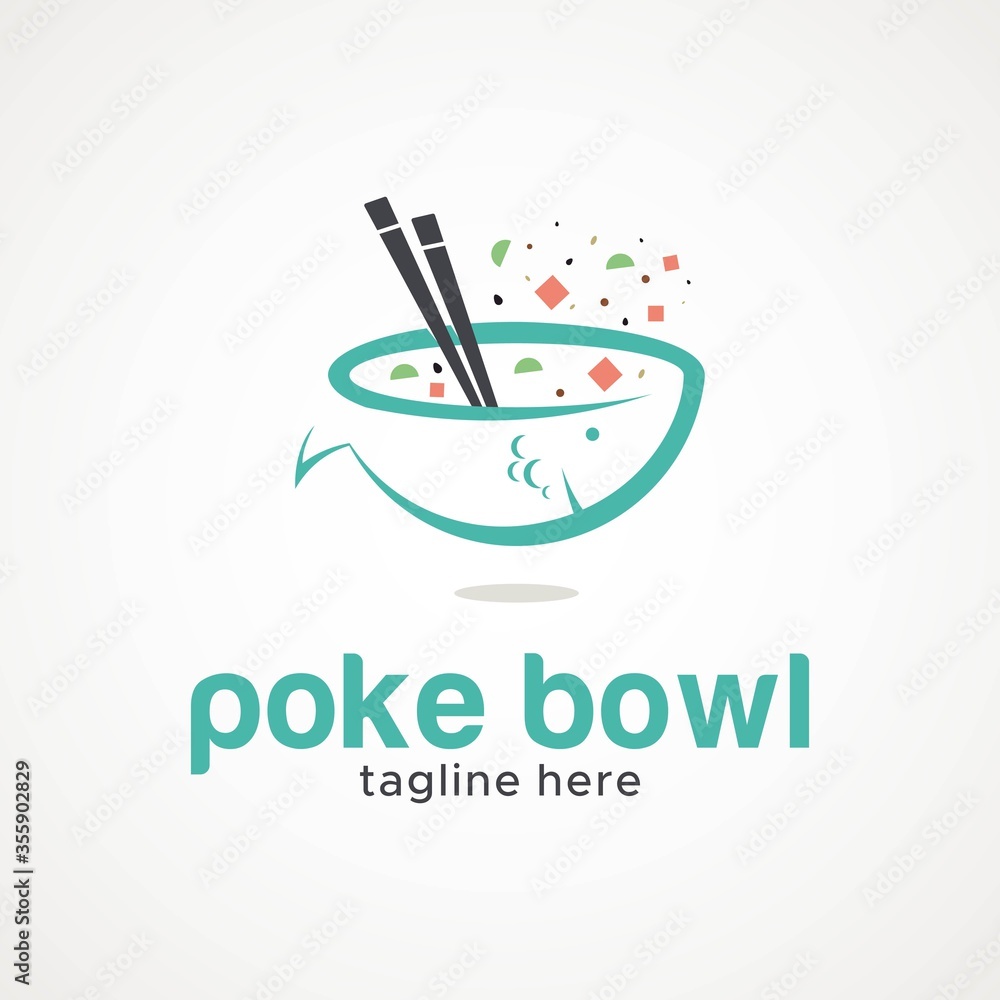 Poke bowl logo design unique vector de Stock | Adobe Stock