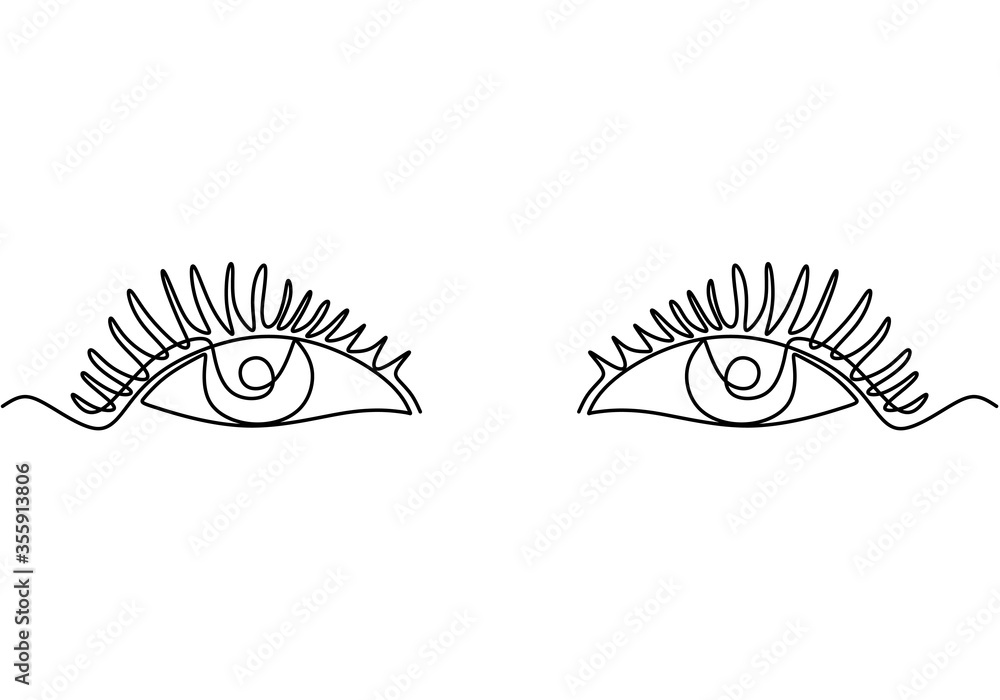One continuous line drawing of woman eyes minimalistic linear sketch ...