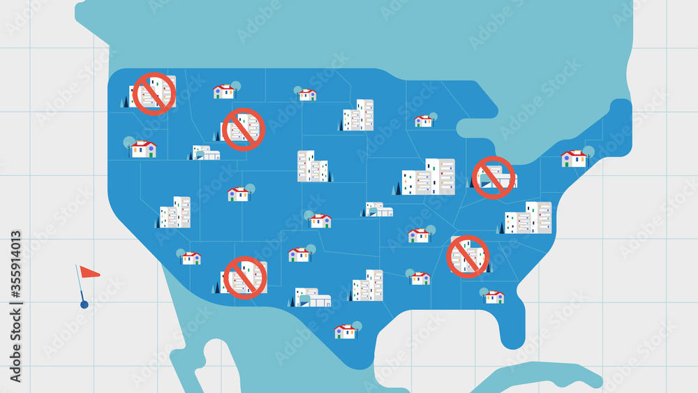 Lockdown map Stock Illustration | Adobe Stock