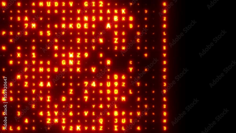 Transition horiztonal abstract letters and numbers. 3 set of glowing ...