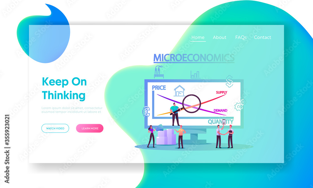 Microeconomics Landing Page Template. Tiny Characters Local Business ...