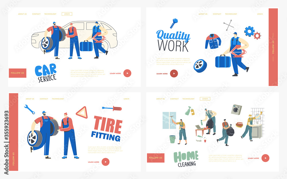 Auto Maintenance and Fixing Service Landing Page Template Set ...