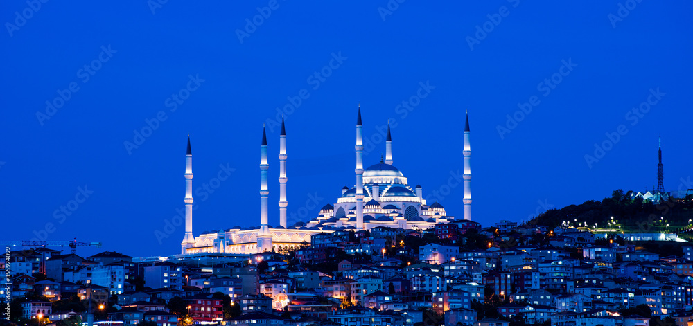 CAMLICA MOSQUE in Istanbul, Turkey. Camlica Mosque is Turkey's biggest ...