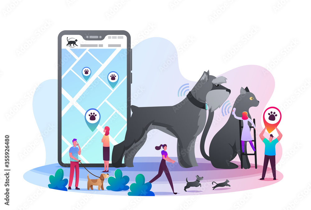 Owners Use Gps Control Trackers for their Pets. Tiny Male and Female ...