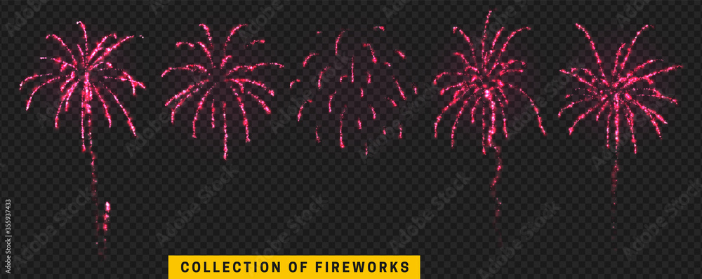 Set festive fireworks isolated on transparent background Stock Vector ...